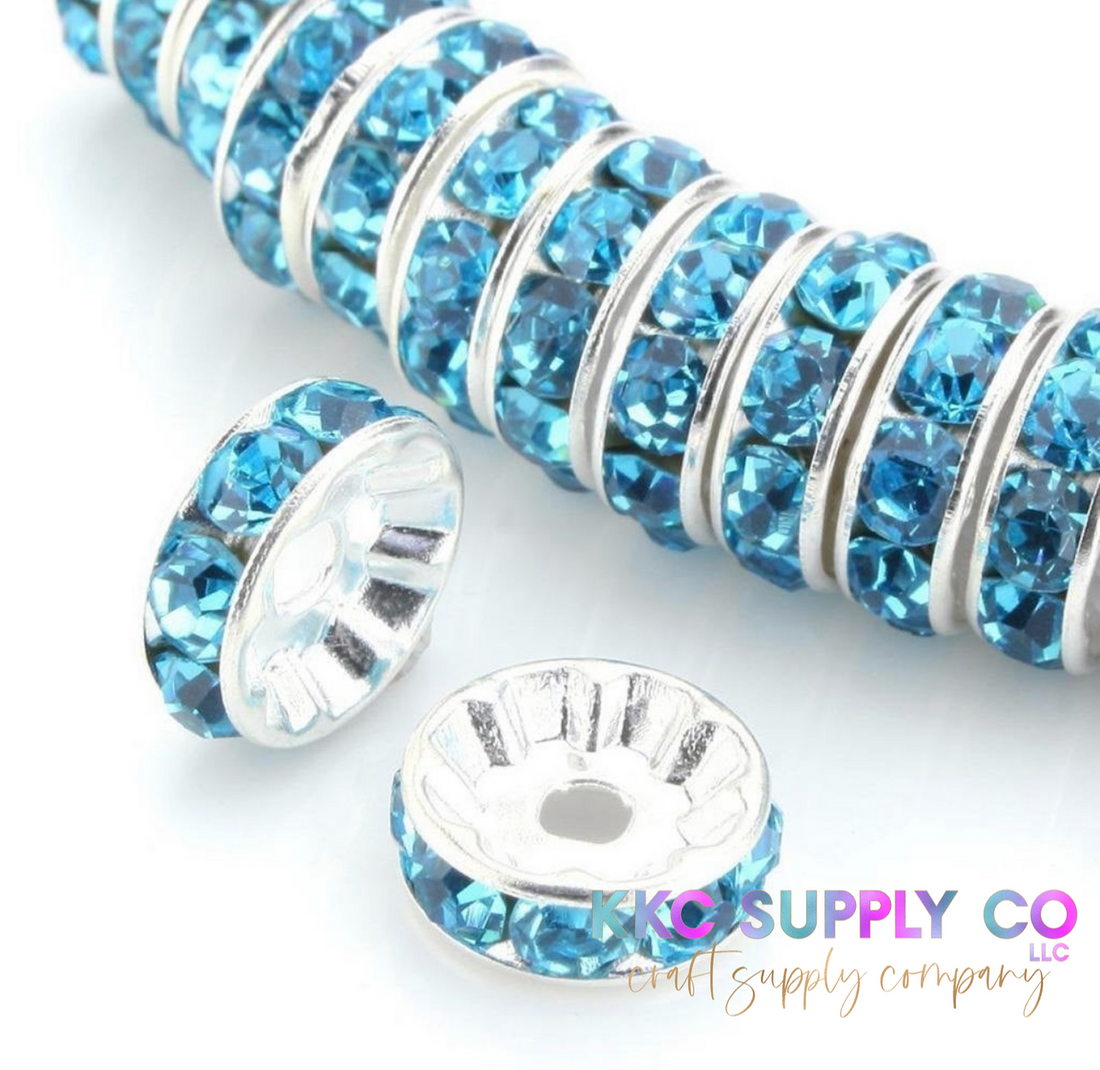 Blue Rhinestone Spacer Bead 10mm – KKC Supply Co, LLC